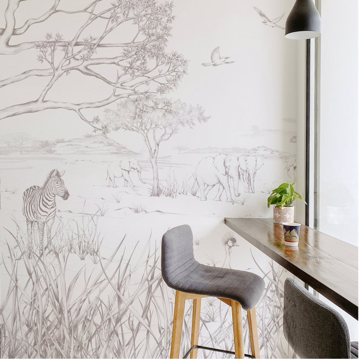 Papier peint panoramique Tanzanie Gris 150x250cm | Leroy Merlin