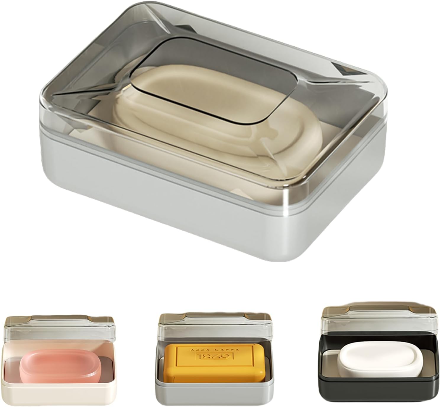 Jabonera de doble capa con tapa, portátil, impermeable y sellada, ideal ...