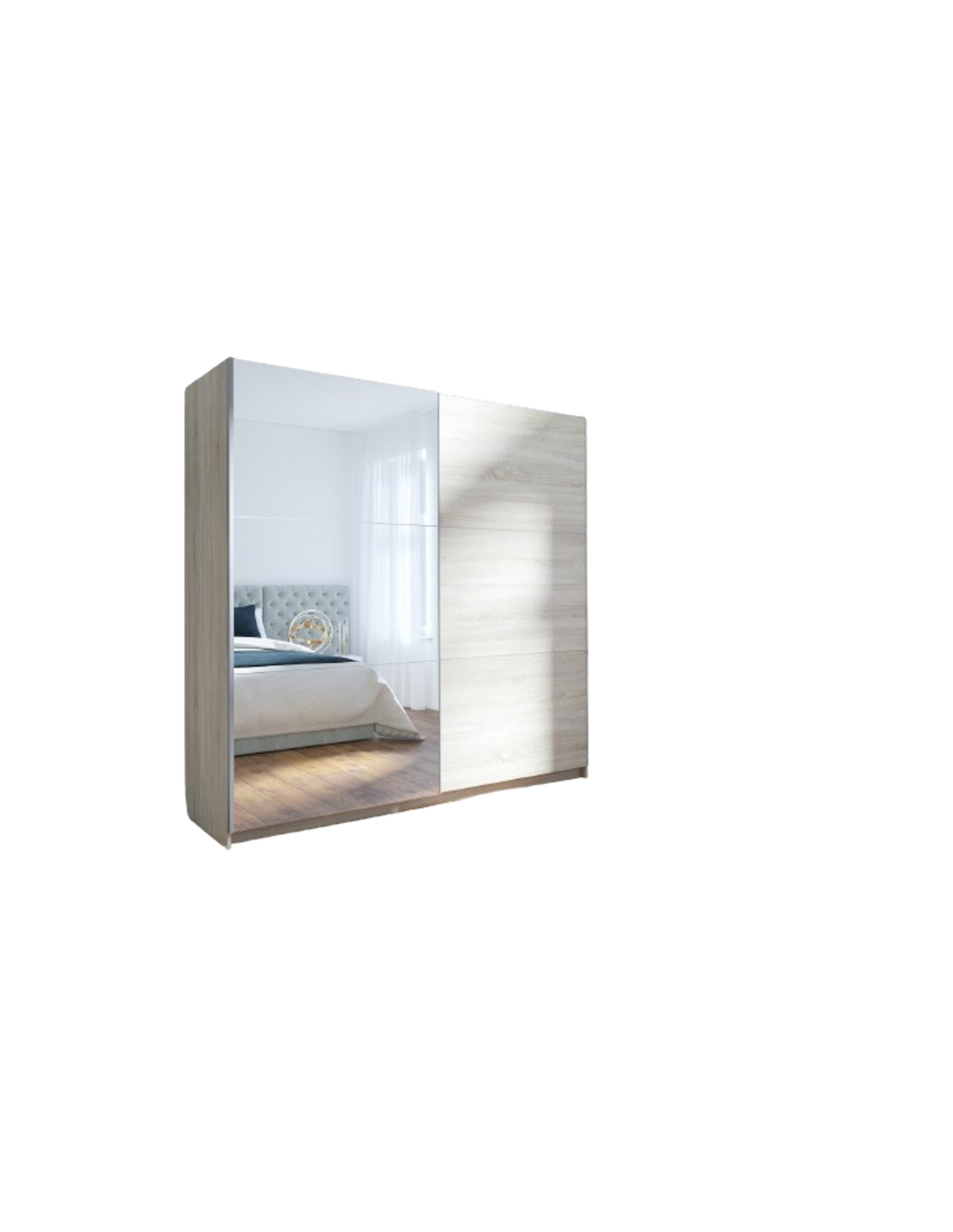 Armoire, garde robe 2 portes coulissantes avec miroir - chêne sonoma ...