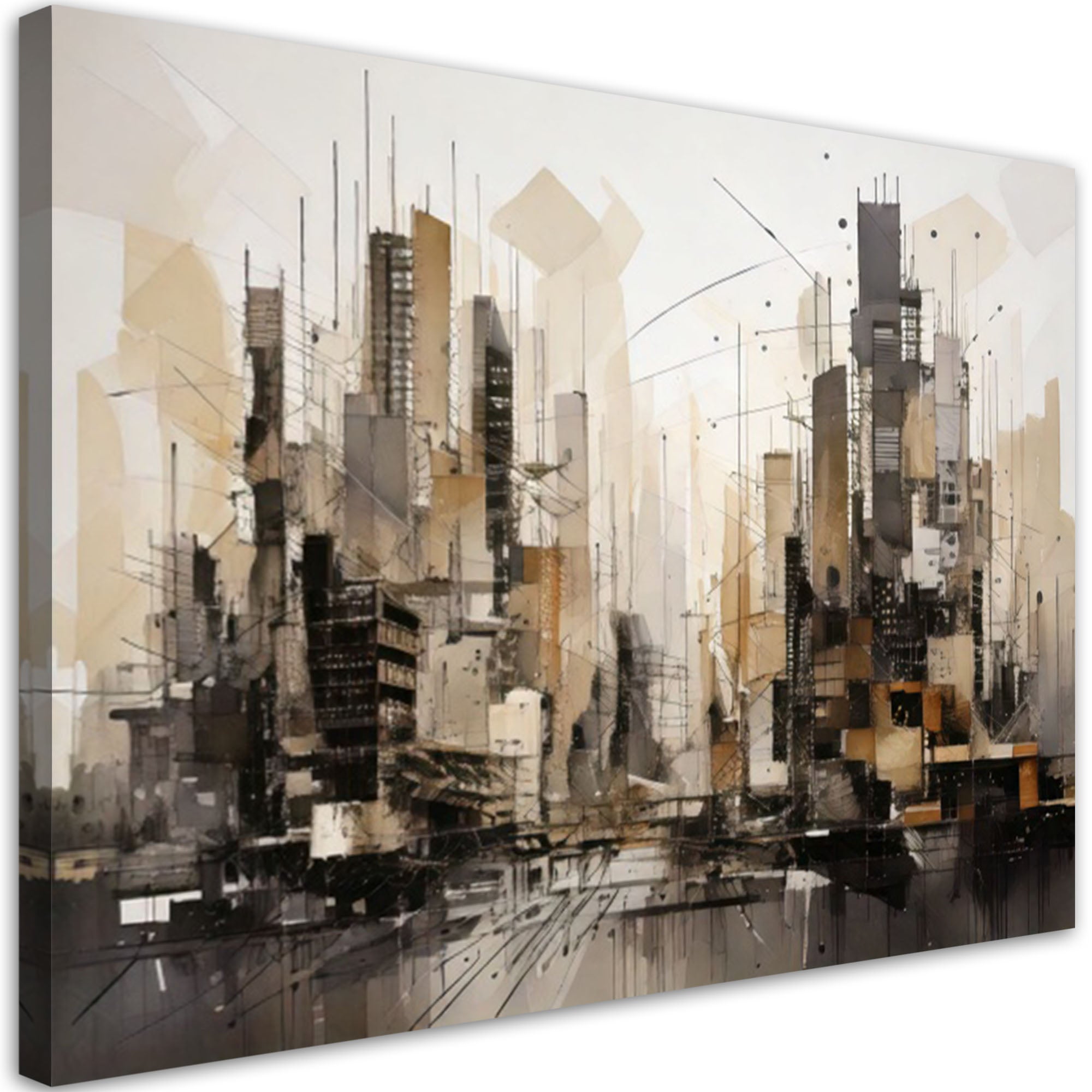 Tableau pour votre salon moderne comme peint Ville Abstraction beige ...