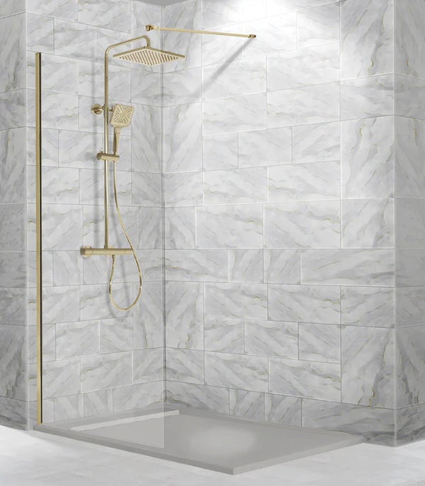 Paroi de Douche Fixe Mod. Fresh Or brossé - 110cm FR633-36 | Leroy Merlin