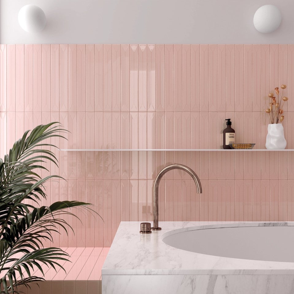 Carrelage Effet Zellige 5x40 Cm Vitral Pink | Leroy Merlin