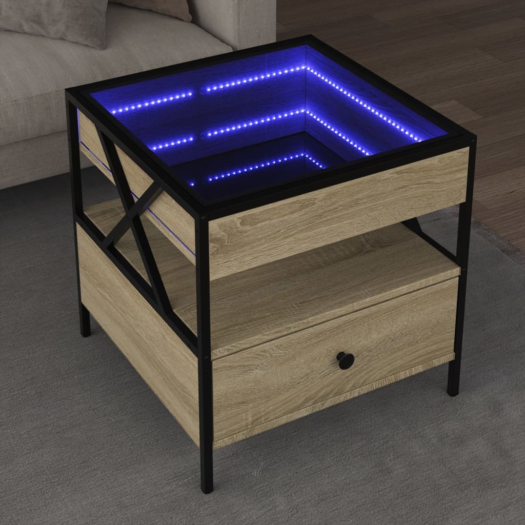 Mesa de centro con LED Infinity roble sonoma 50x50x51 cm | Leroy Merlin