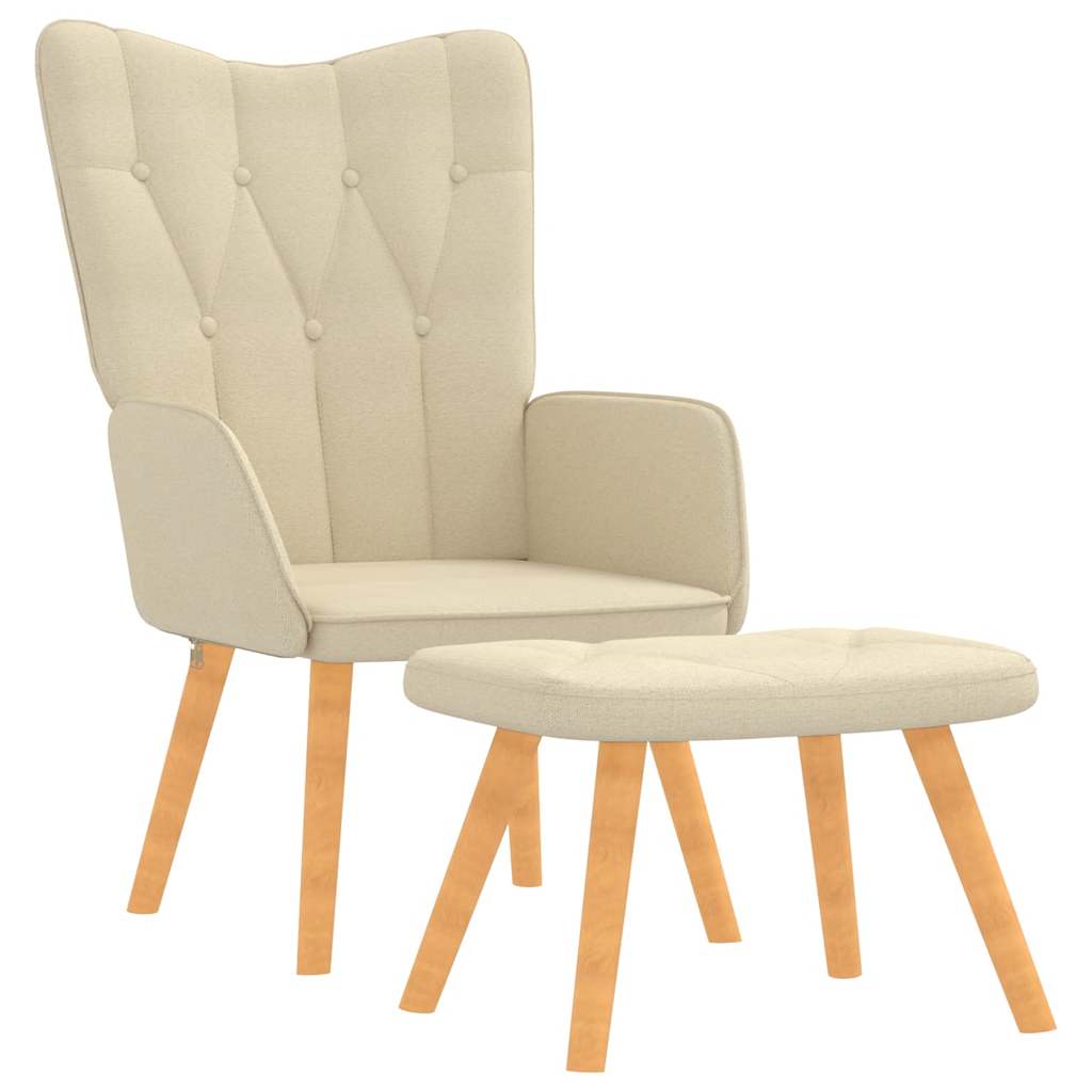 Sillón de relax con reposapiés de tela color crema - COMFORTXL | Leroy ...