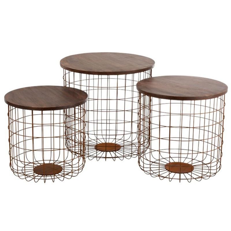 Paris Prix - Lot De 3 Tables D'appoint "panier" 48cm Rouille | Leroy Merlin