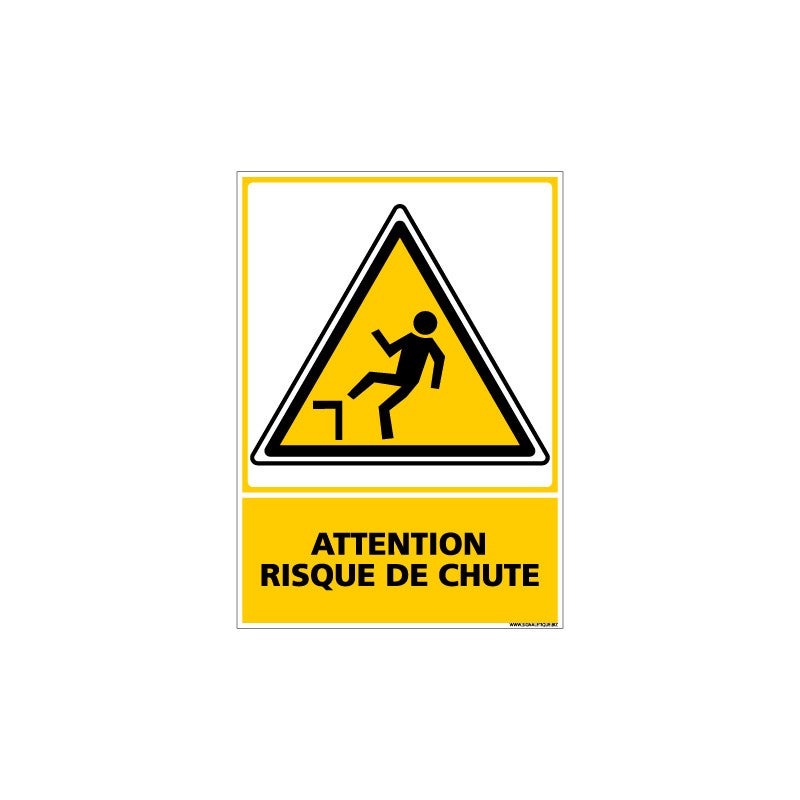 Panneau ATTENTION RISQUE DE CHUTE (C0548) 150 x 210 mm Matière PVC ...