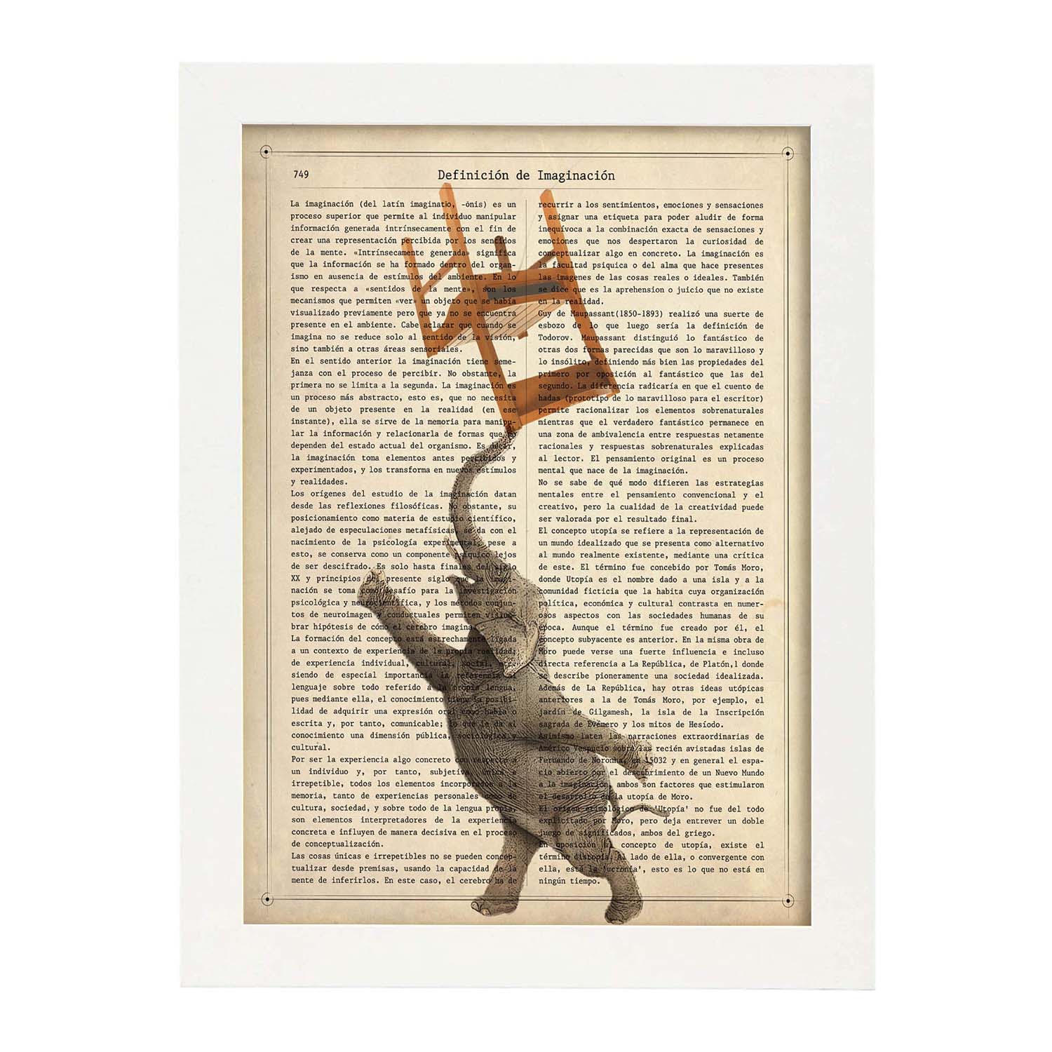 Affiche D'éléphant Avec Chaise. Feuilles D'éléphants Avec Des ...