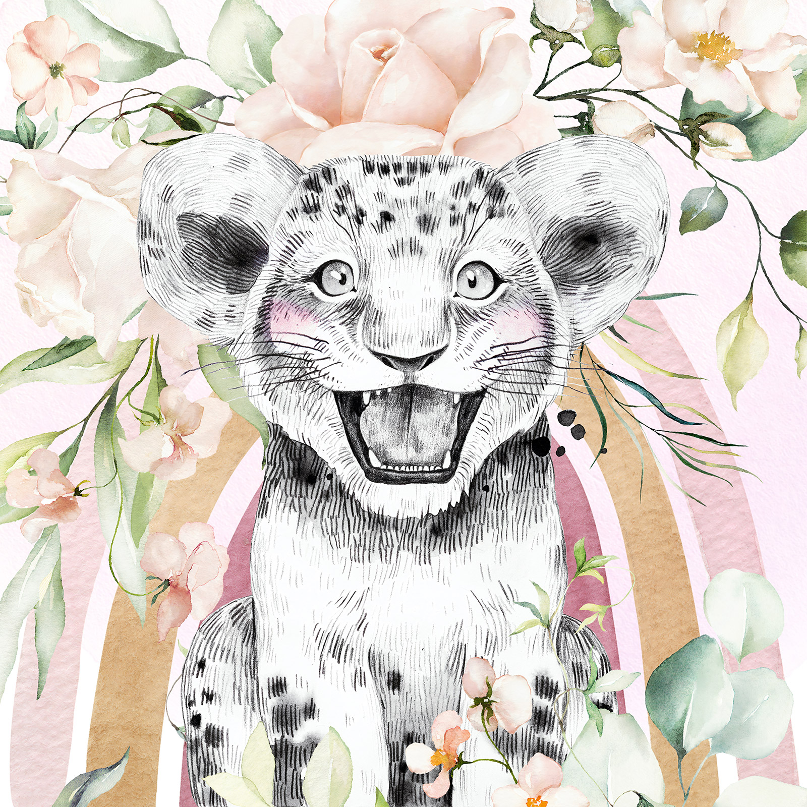 Carta da parati panoramica per bambini - Cucciolo di leone - Larghezza ...