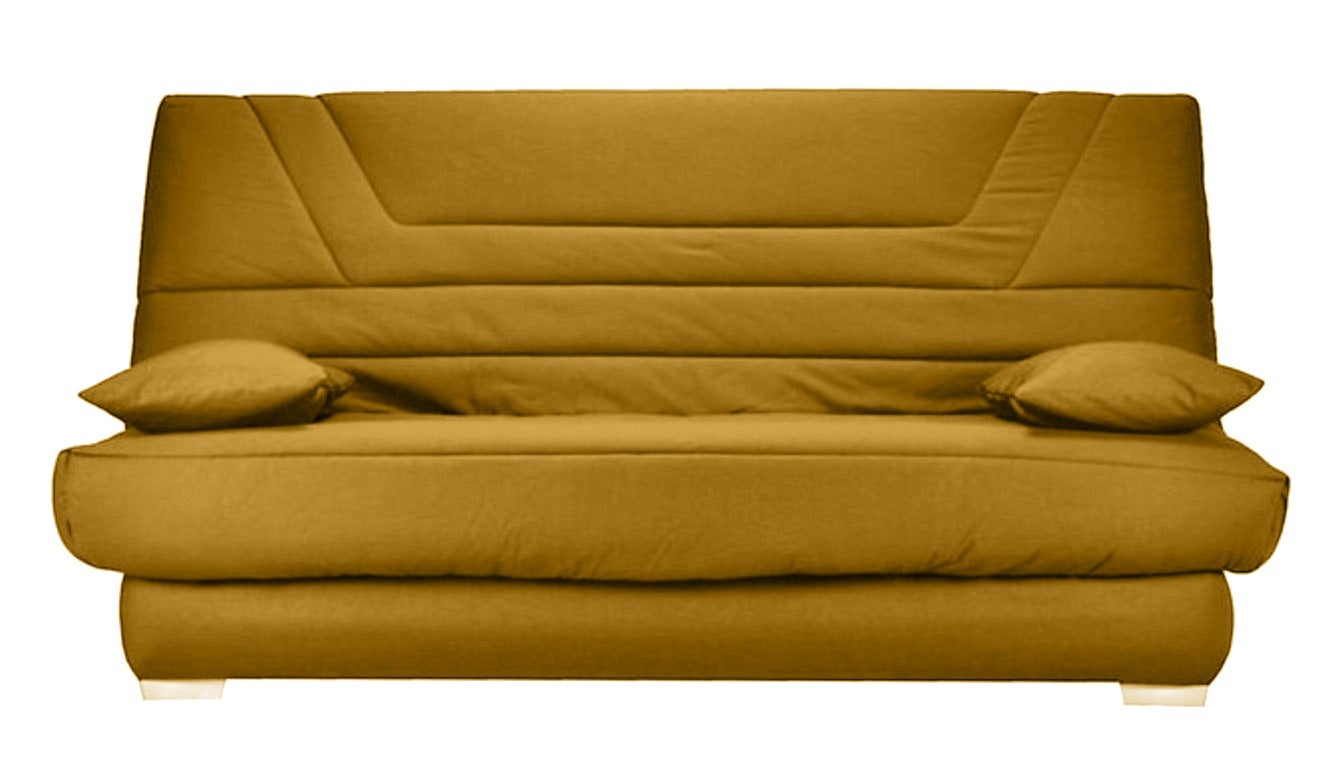 Banquette Clic Clac tissu matelas Bultex 14cm avec rangement Bary-Couleur Jaune miel-140x190 ...