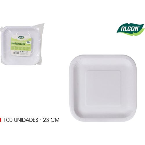 SET DE PLATOS RECTANGULARES 100 UNIDADES DE CARTÓN DESECHABLE COLOR ...