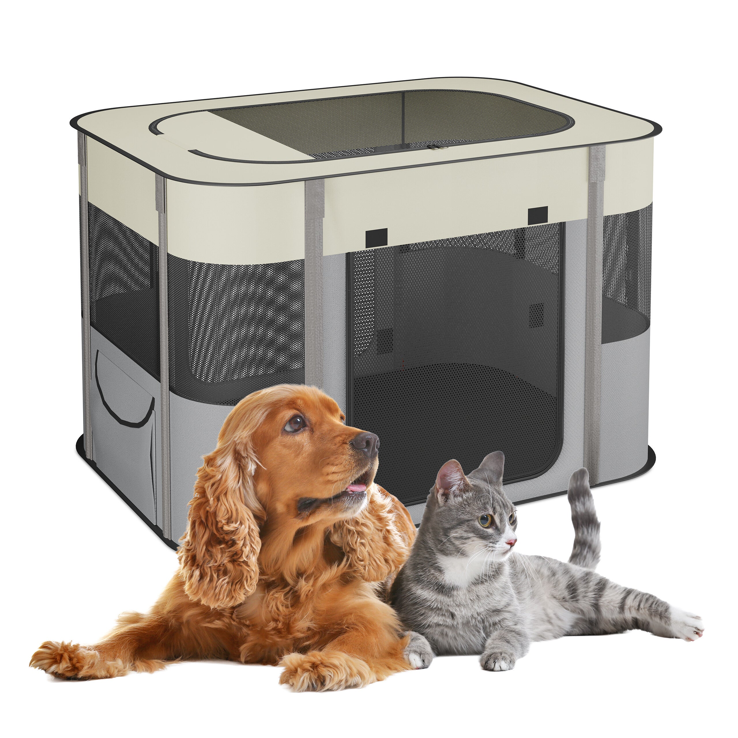 Relaxdays Parque Perros Plegable, 55 x 82 x 60 cm, Corral Cachorros ...
