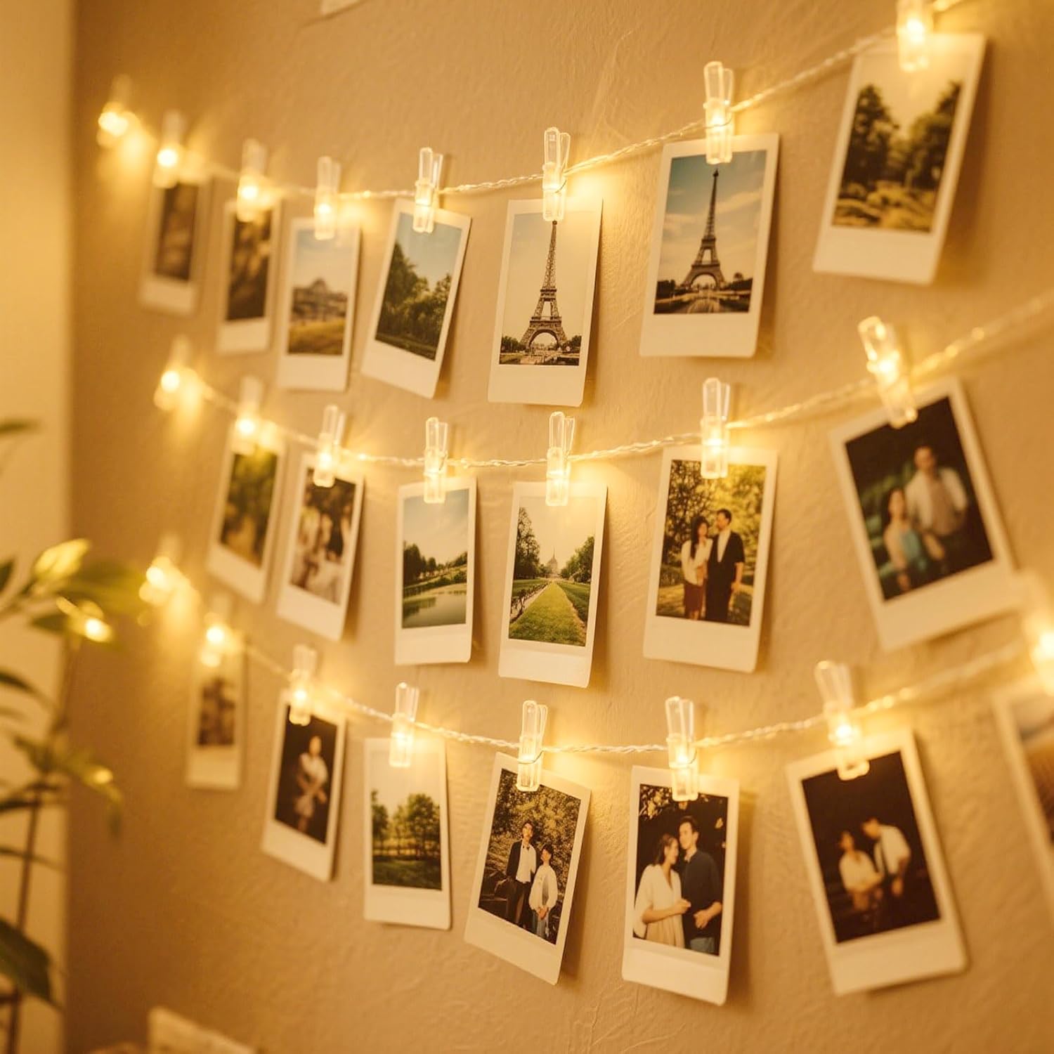 Guirlande lumineuse photo, 10 m, 80 LED, avec 80 pinces photo, à piles ...