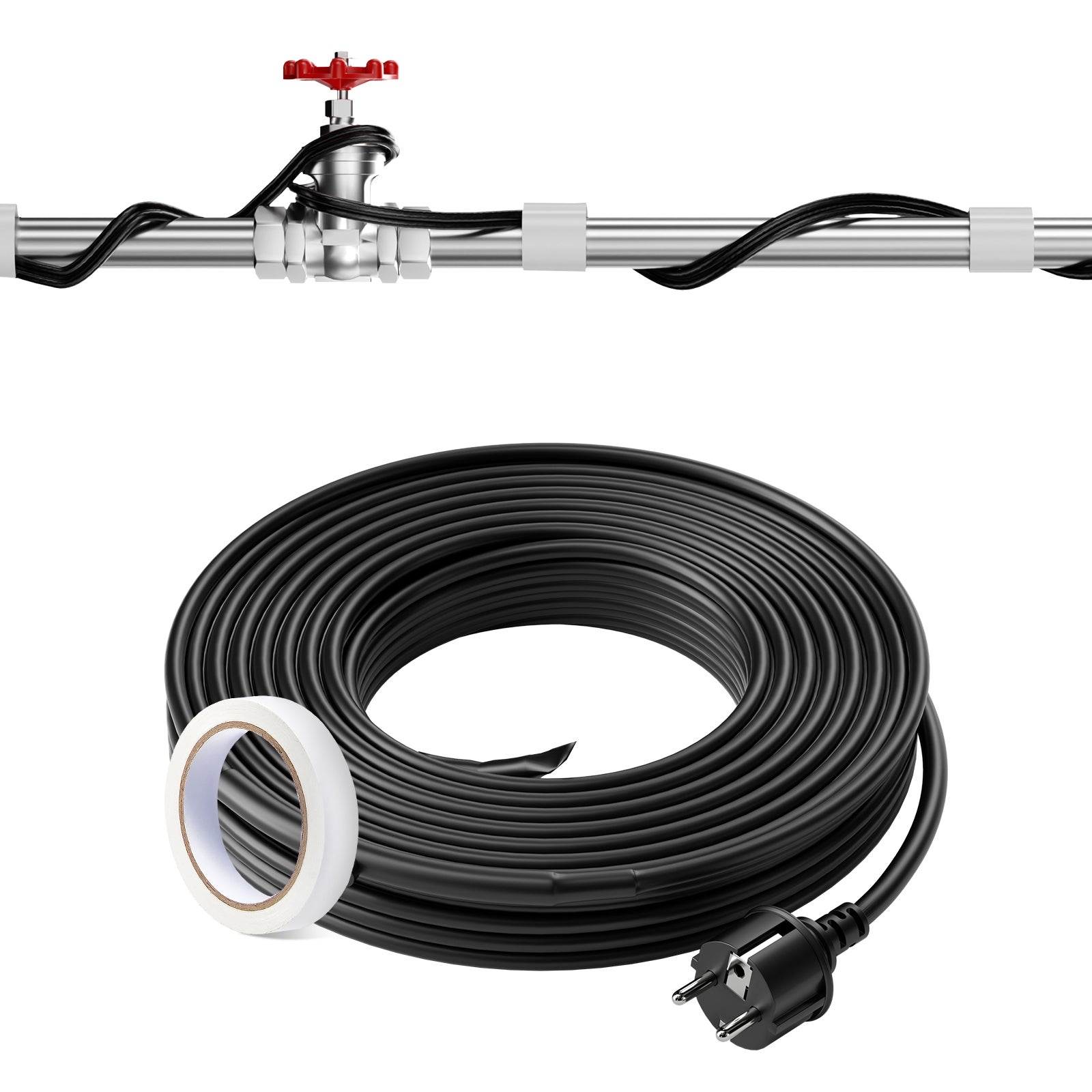 VEVOR Cavo Riscaldante Auto-regolante Antigelo 18,3 m 16,4 W/m con ...