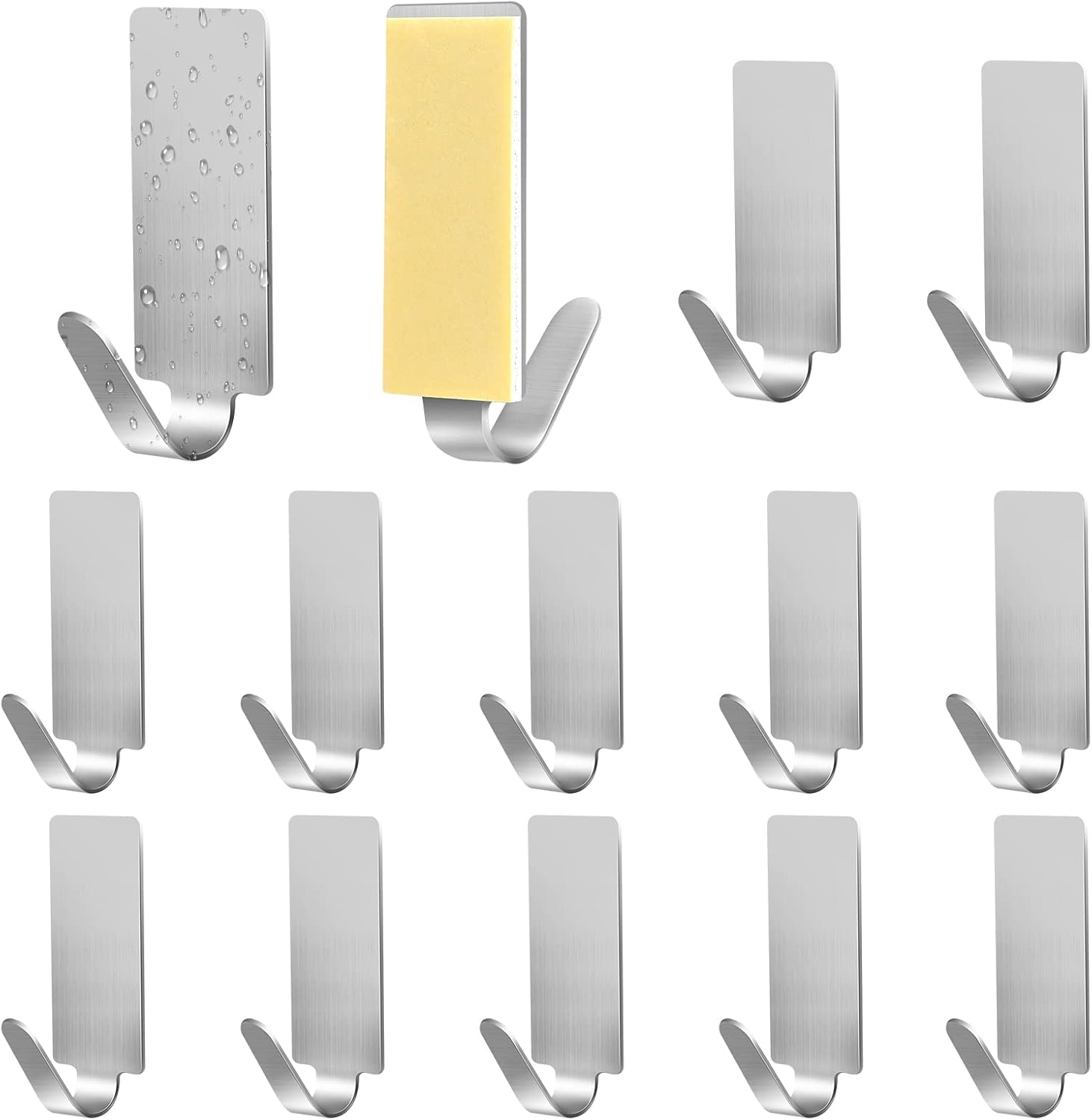 12 x Adhesive Wall Hooks, Adhesive Hooks for Kitchen Bathroom, Towel ...