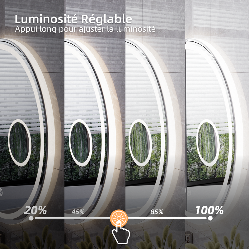 Espejo LED Redondo con Lupa 3X Integrada 70 CM AquaWise, Precisión para ...