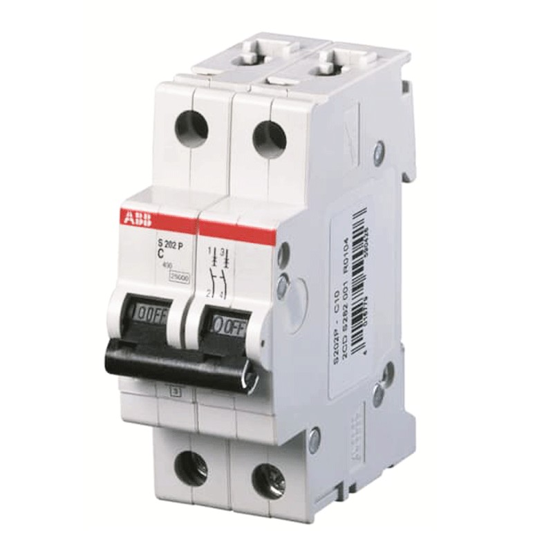 Disjoncteur - abb s202p - 2 poles - 16a - courbe c - bornes à vis ...