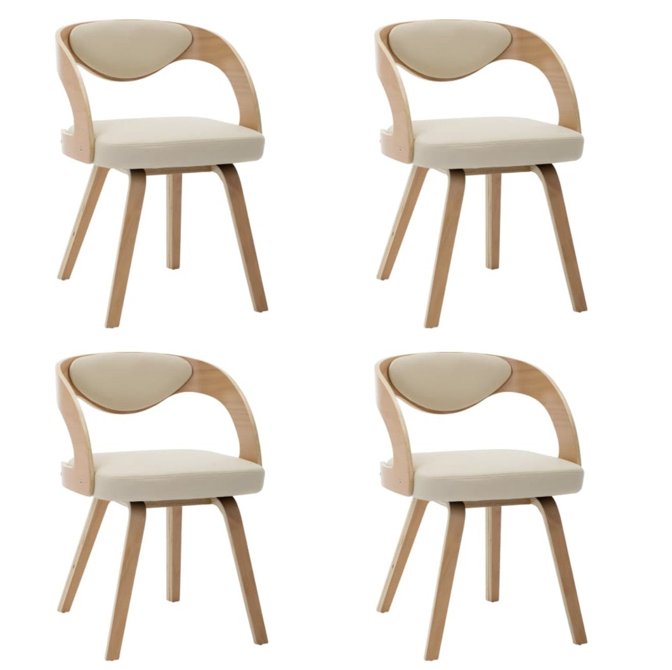 Chaise de salle à manger bois clair et simili cuir beige Canva - Lot de ...