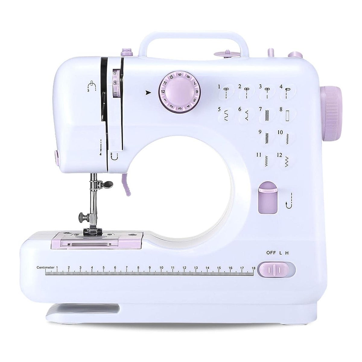 MACHINE À COUDRE PORTABLE AVEC PÉDALE À 2 VITESSES ET 12 POINTS DE ...