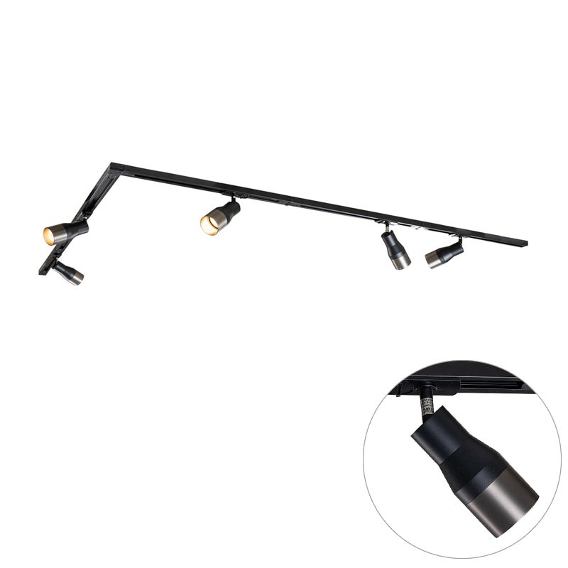 Qazqa moderno kit de iluminación de carril - Iconic Kohua - negro max ...