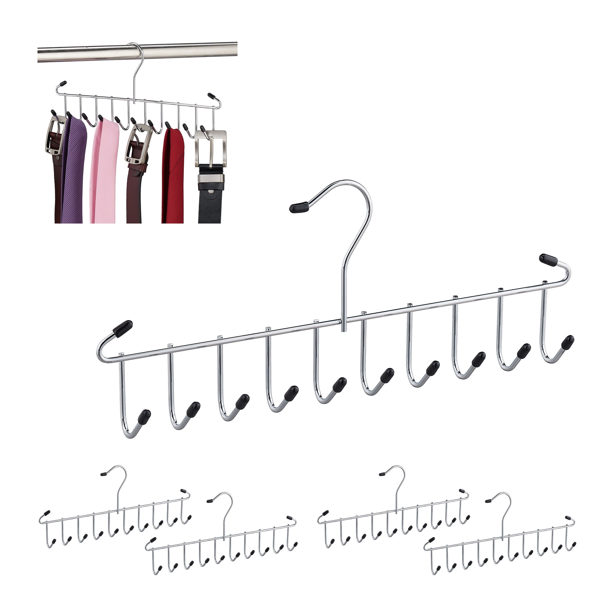 Set De 5 Perchas Cinturones Colgador Accesorios Metal Diseño Compacto 12 Ganchos Corbatas