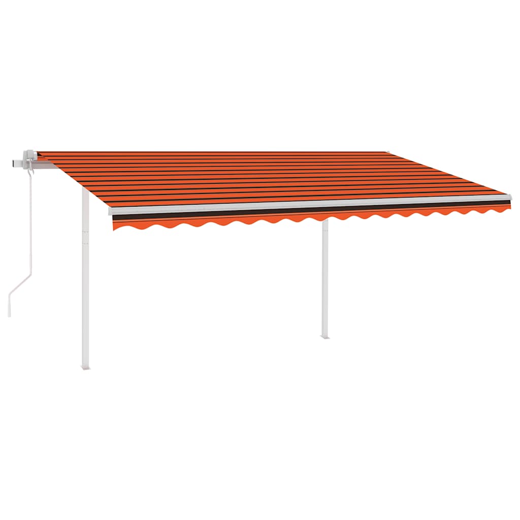 Store banne rétractable automatique avec poteaux orange et marron 4x3 m ...