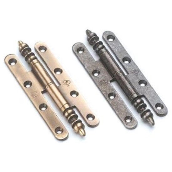 Paumelle rustique acier en 140 x 55 mm patiné vernis, bout rond gauche ...