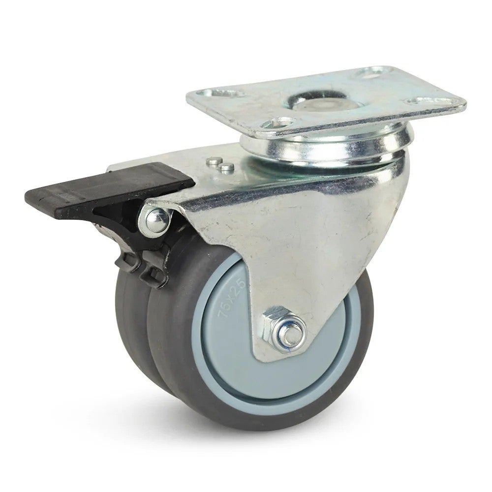 Roulette double freinée - MESO - Platine - 75mm - 150kg | Leroy Merlin