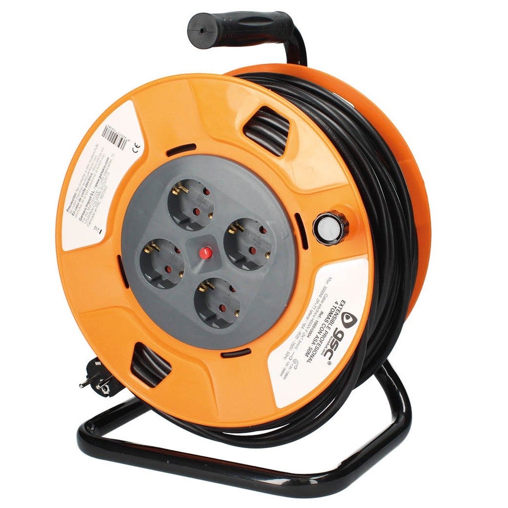 Enrollacables alargador profesional 4 enchufes (3x1.5mm) 50M | Leroy Merlin