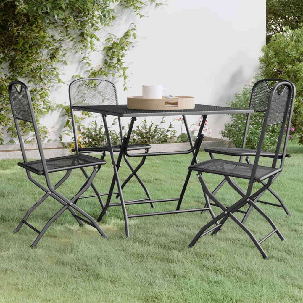 Mobilier à dîner de jardin 5 pcs Maille Métal Anthracite 2 | Leroy Merlin