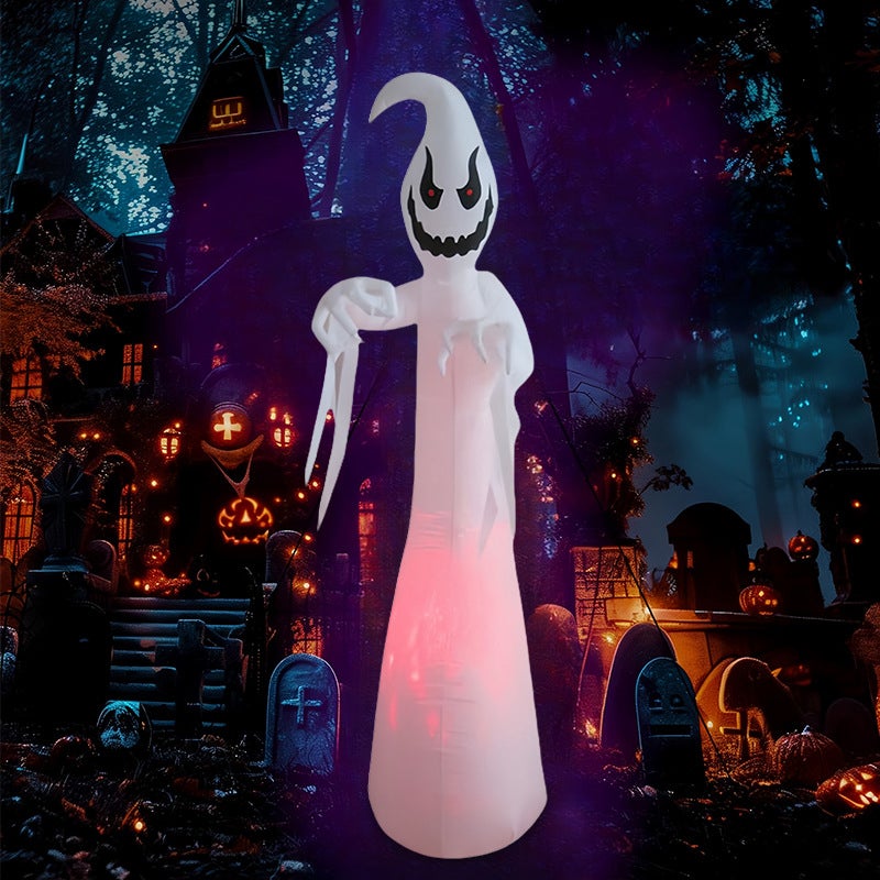 Nadmuchiwany Duch Świecący na Halloween, 2,7 m (4 stopy), czerwone ...