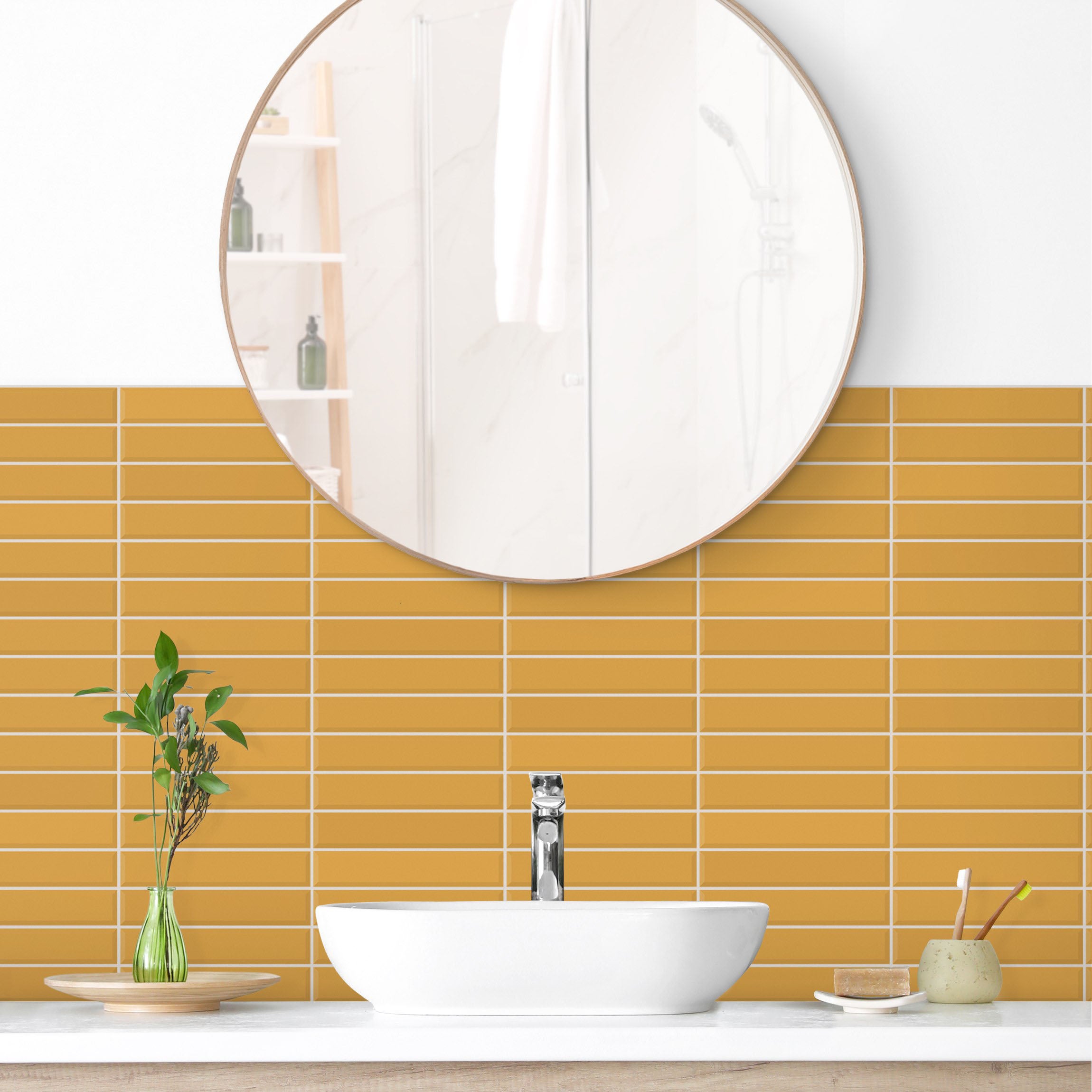 Revestimiento de pared para baño - Metro Tiles - Orange 150 x 80 cm ...