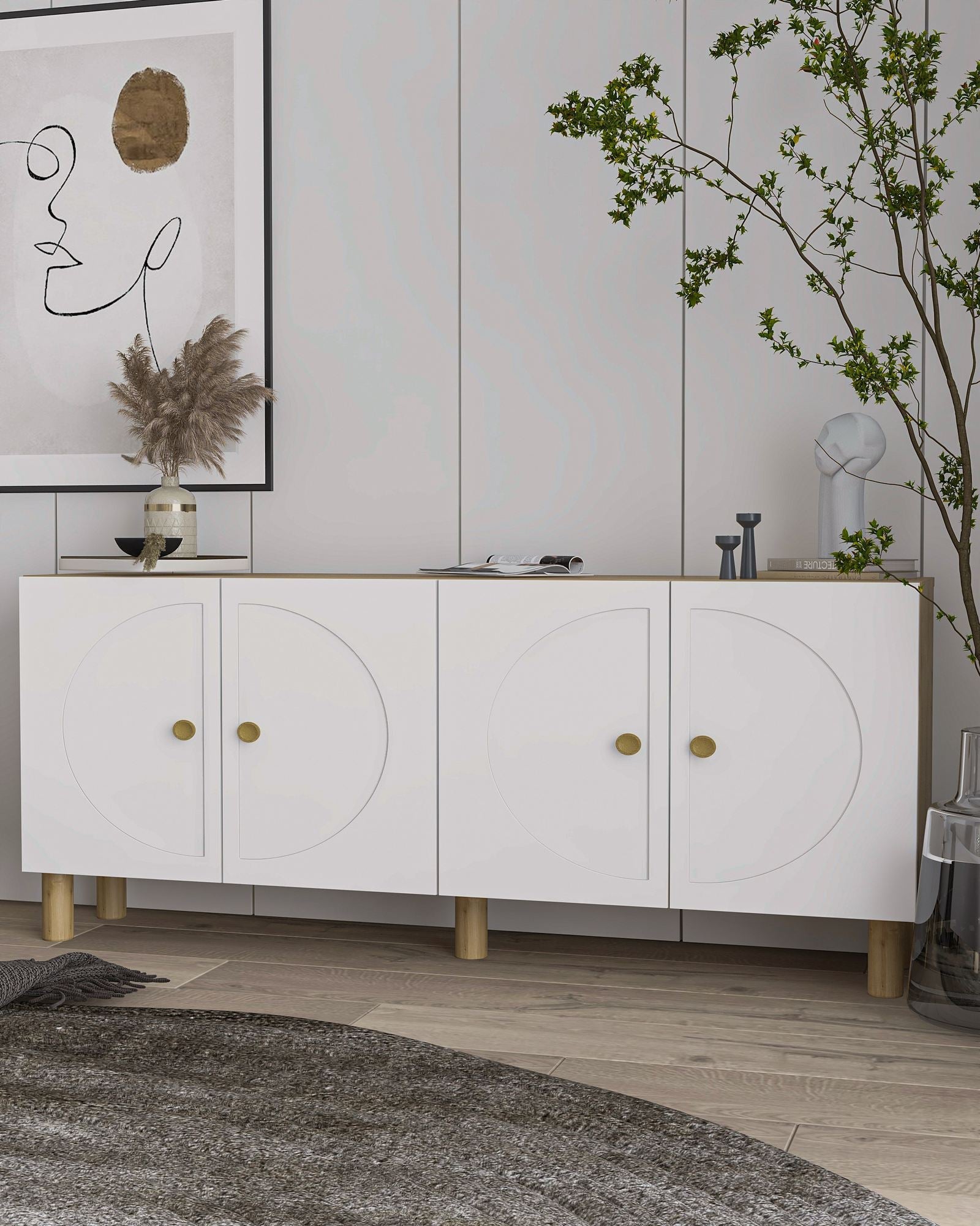 Buffet Ege en chêne saphir, blanc | Leroy Merlin