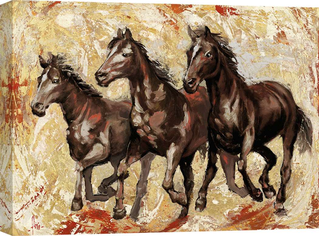 Cuadro moderno de caballos, impreso sobre lienzo - Luigi Florio, En el ...