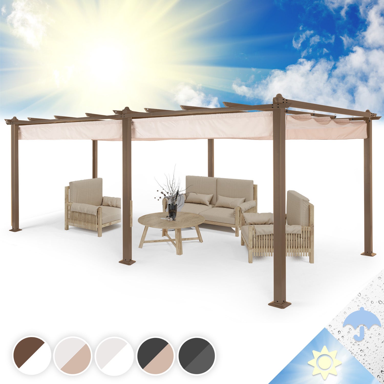 Blumfeldt Pantheon Rust Pergola tube carré en aluminium 3x6 m Pavillon ...