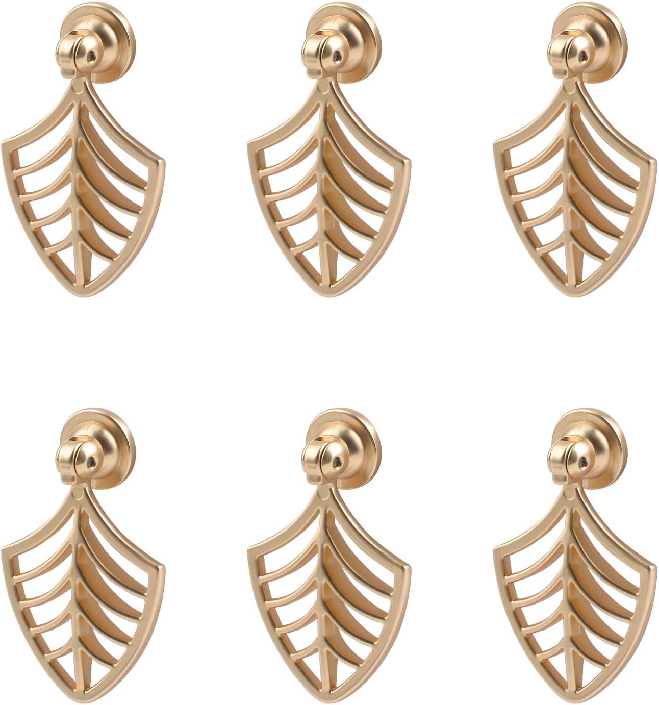 Poignées de bouton en forme de feuille, 6pcs Golden Drop Pendentif Pull ...