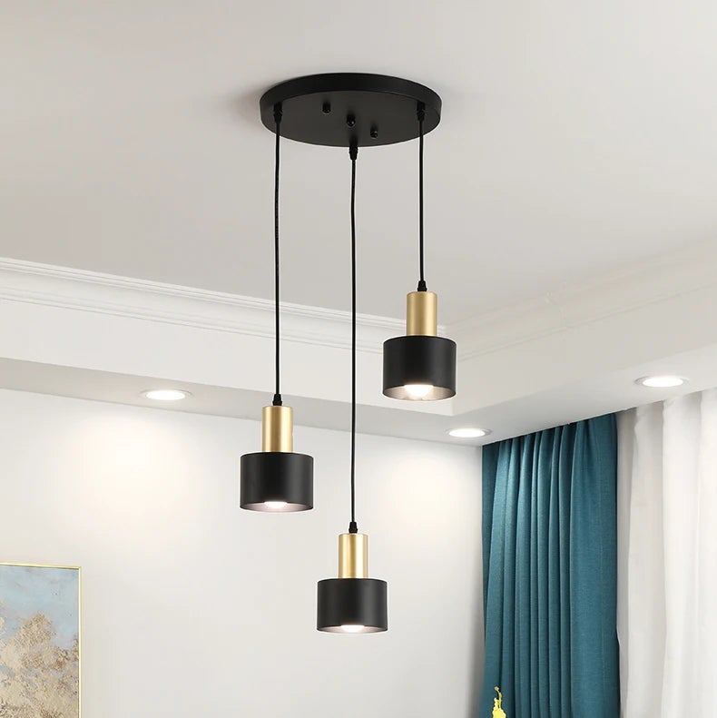Lampe moderne minimaliste à trois têtes, lustre décoratif en fer forgé ...