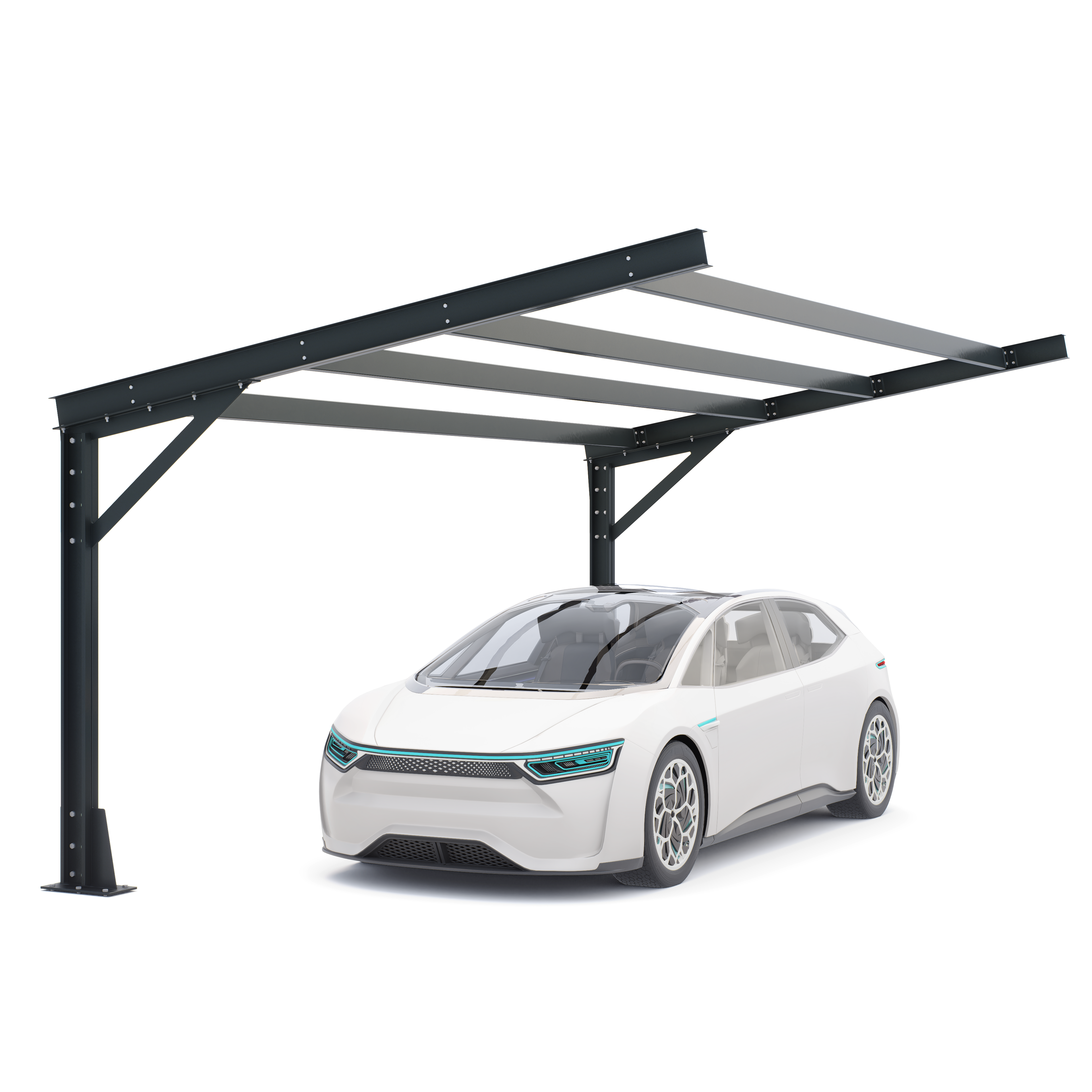 Structure d'abri de Voiture, Carport, Acier, Modèle 07, Gris Anthracite ...