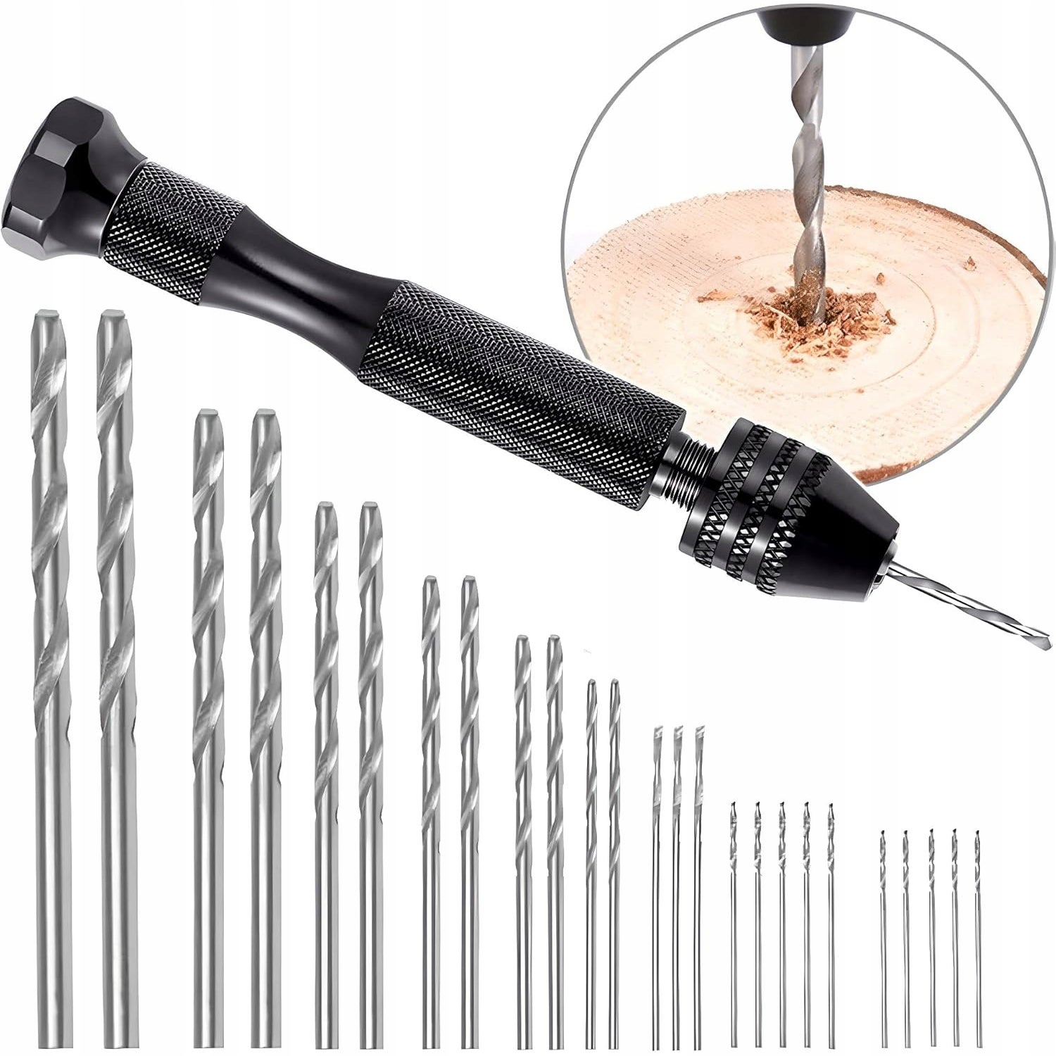 Mini Perceuse Manuelle à Pression – Set 25 Forets HSS 0,5–3 mm ...