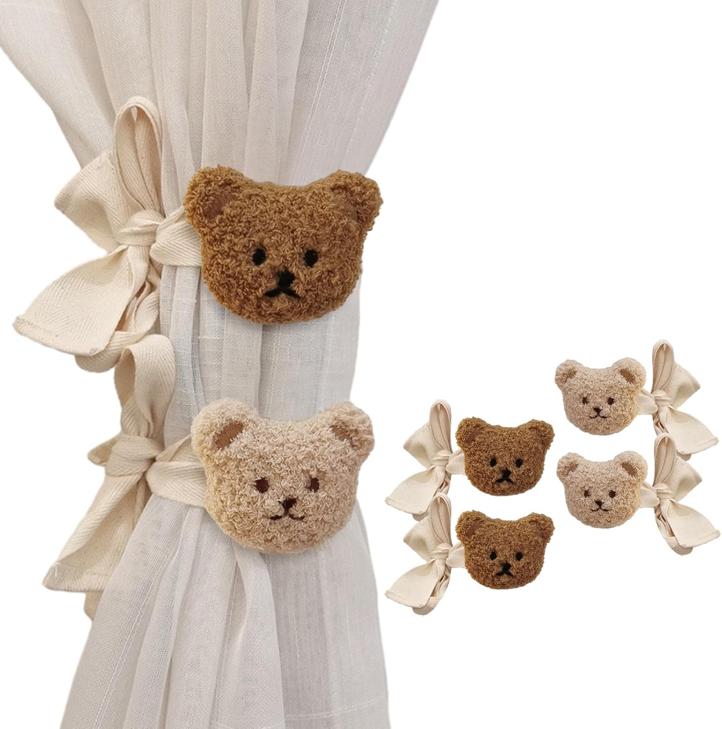 Lot de 4 attaches de rideaux en forme d'ours mignon, attaches de ...