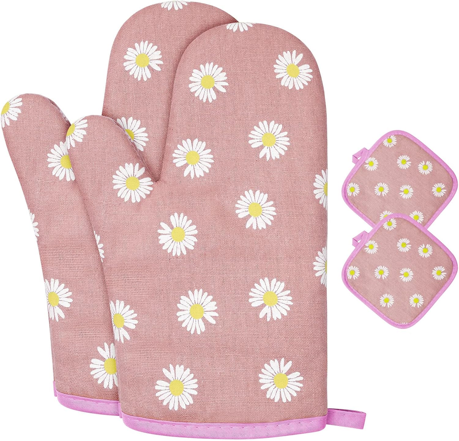Gants de Four, 1 Paire Gants de Cuisine Coton avec 2 Maniques Cuisine ...