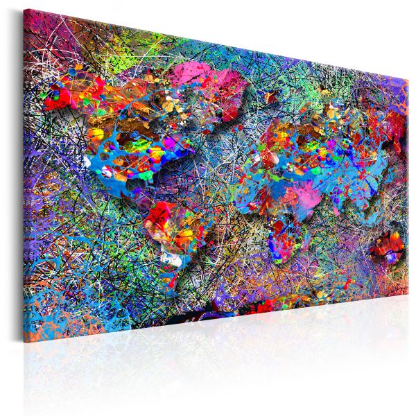 Tableau Cartes du monde Map: Jackson Pollock inspiration 120x80 cm ...