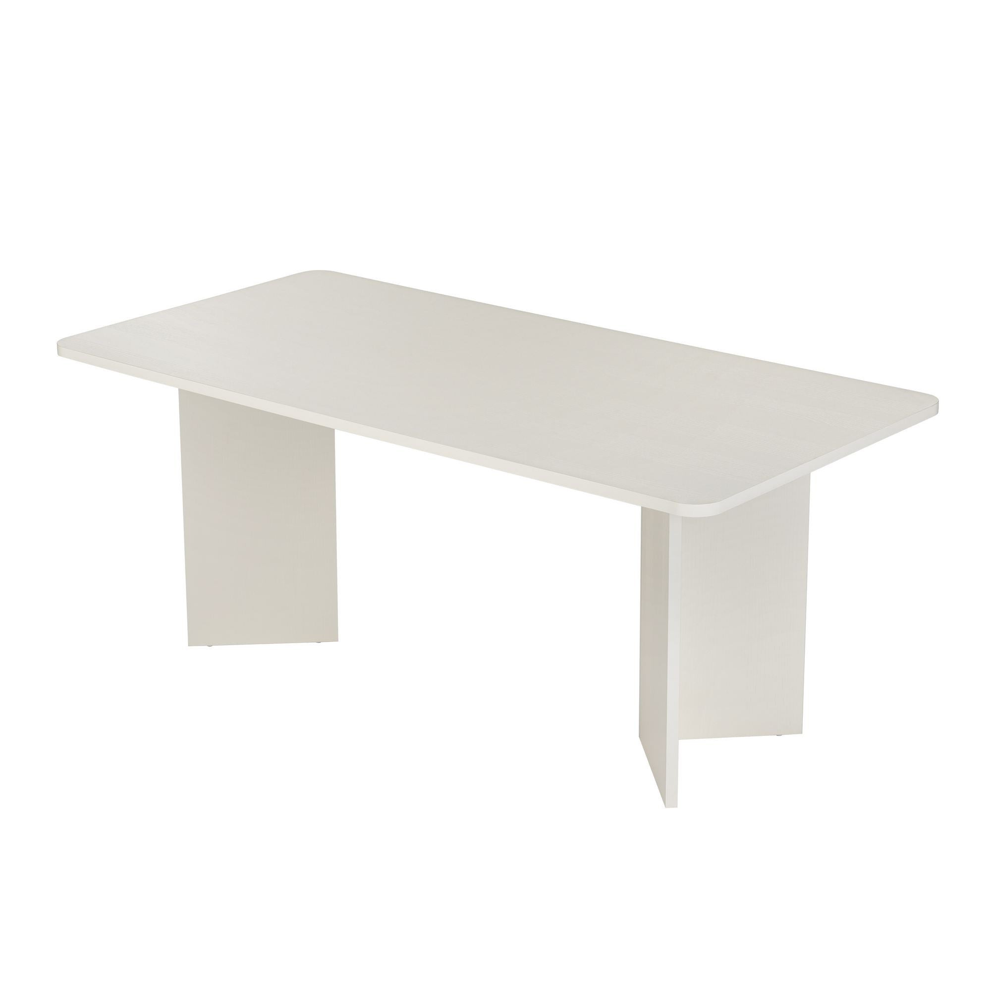 Mesa de comedor de madera "Linza" 180 x 90 x 75 cm - Madera blanca ...