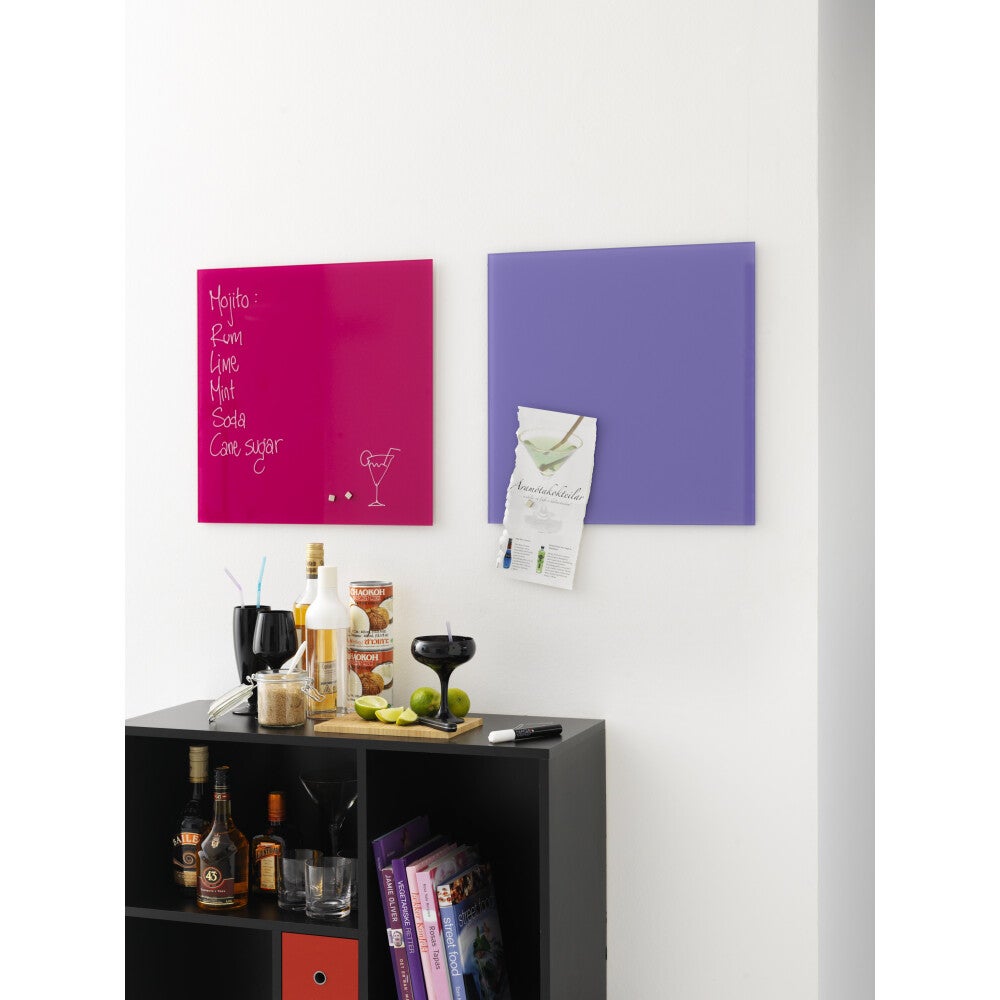 NAGA CLASSIC - Tableau magnétique en verre - 45 x 45 cm - Pourpre foncé ...