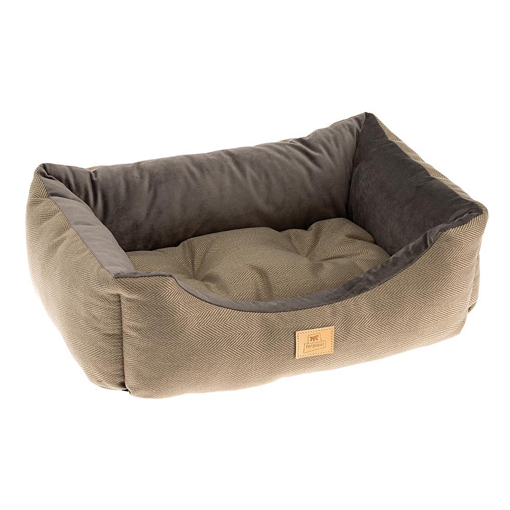 Ferplast Dog Bed Cat Bed CHESTER 60, with Double-sided Cushion, Tweed ...