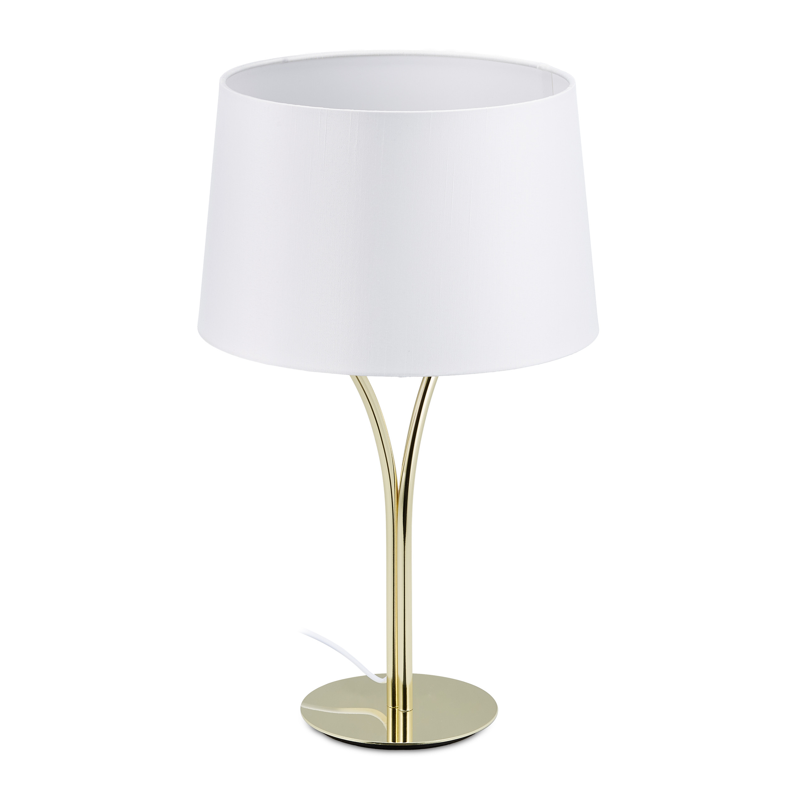 Relaxdays Lámpara Mesita Noche Retro Luz Sobremesa E27 Latón Y Tela