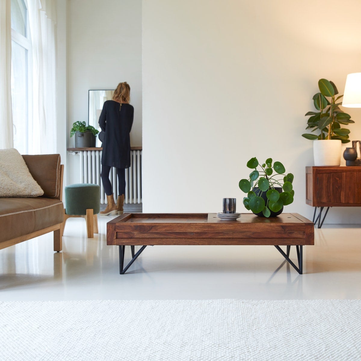 Tikamoon Table Basse Rangement En Palissandre Massif Bonnie Leroy Merlin