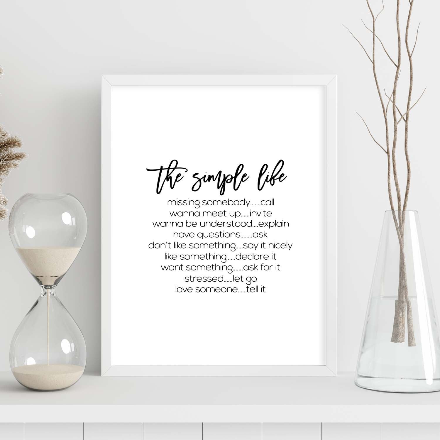 Poster Con Frase Inspiracional Lámina De Decoración La Vida Simple Con ...