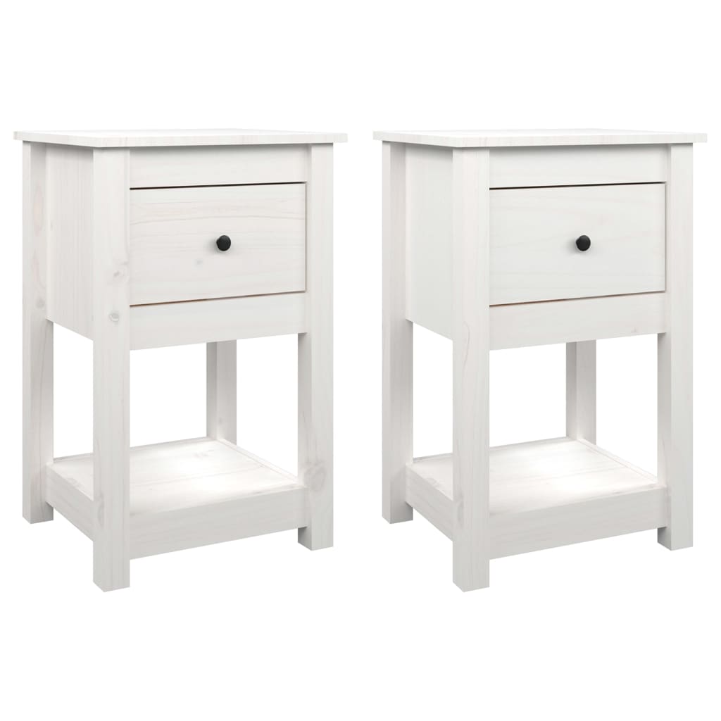 Tables de chevet 2 pcs bois de pin massif blanc 40x35x61,5 cm ...