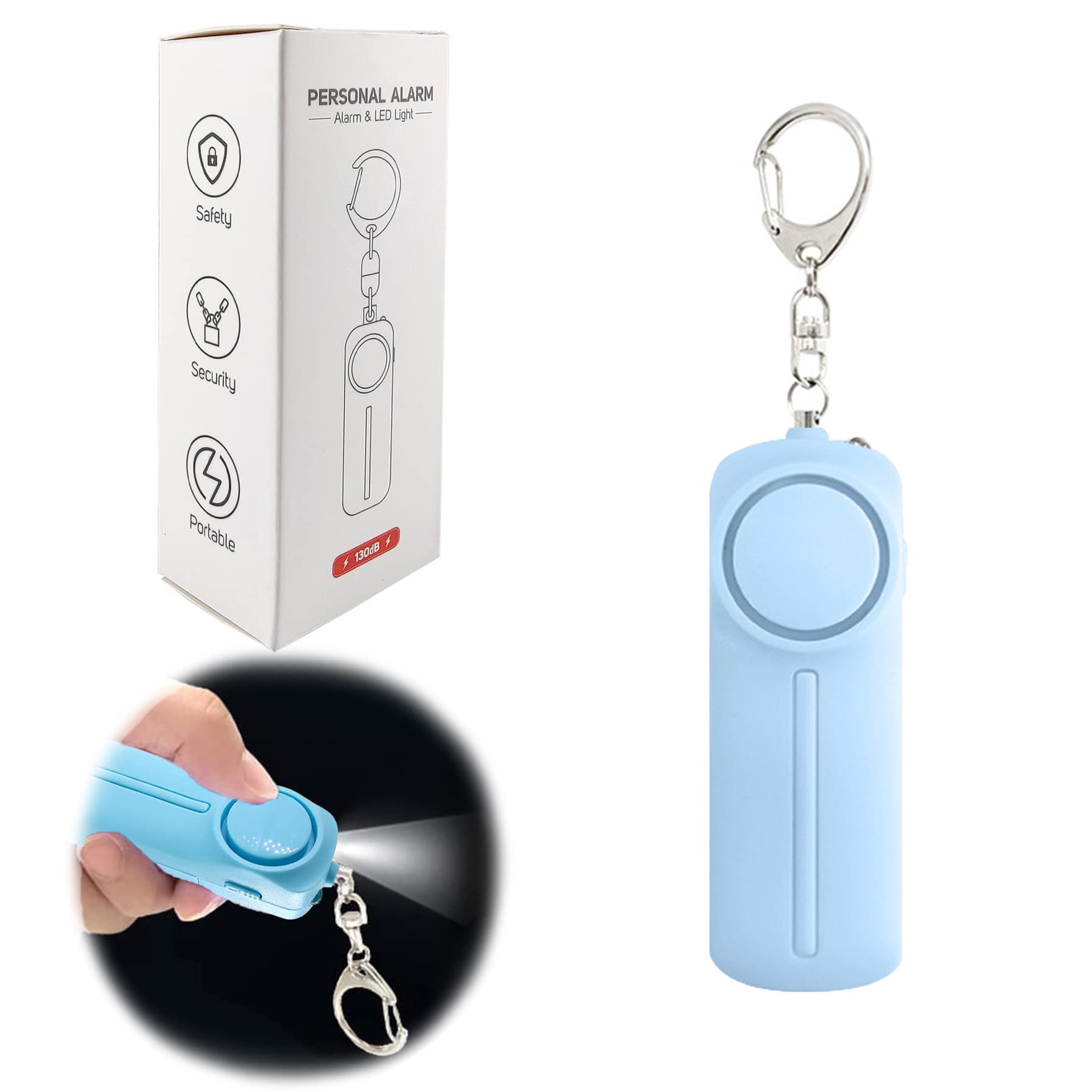 Mini alarme personnelle, avertisseur sonore de sécurité, avec lumière ...
