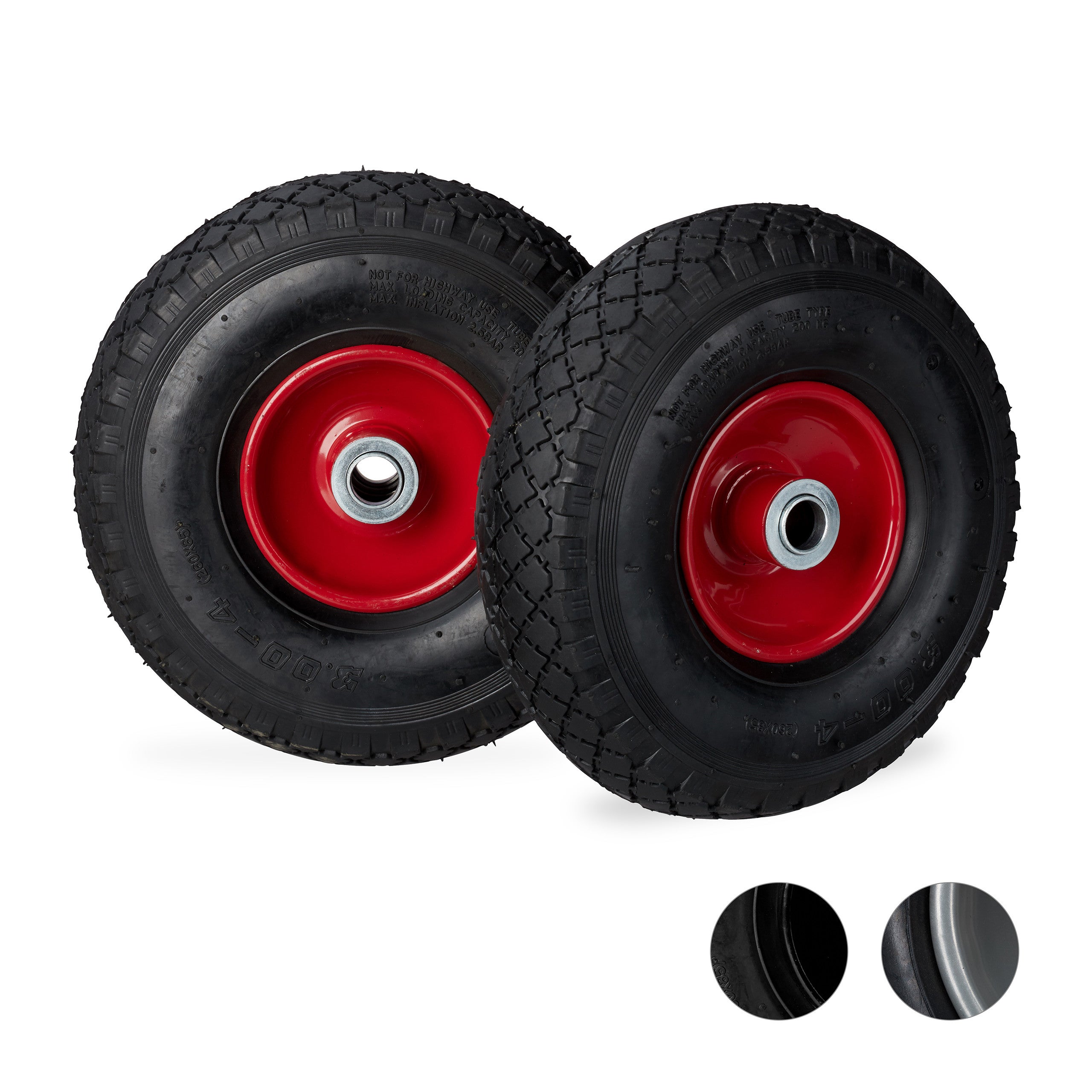 Roue de diable, lot de 2, roues de brouette, 3.00-4, caoutchouc, jante ...